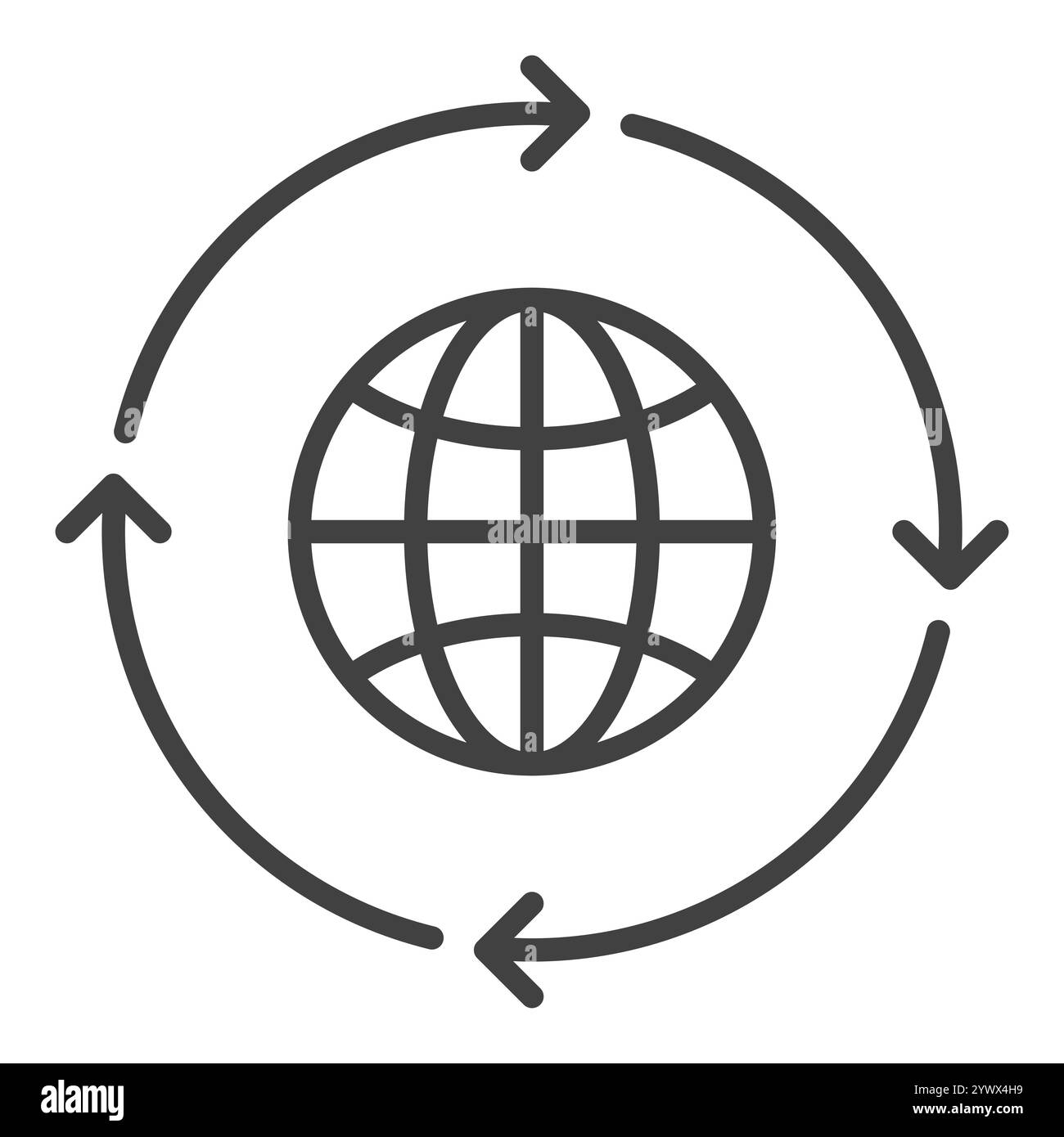 Arrows around World vector Earth Globe concept linear icon or symbol ...