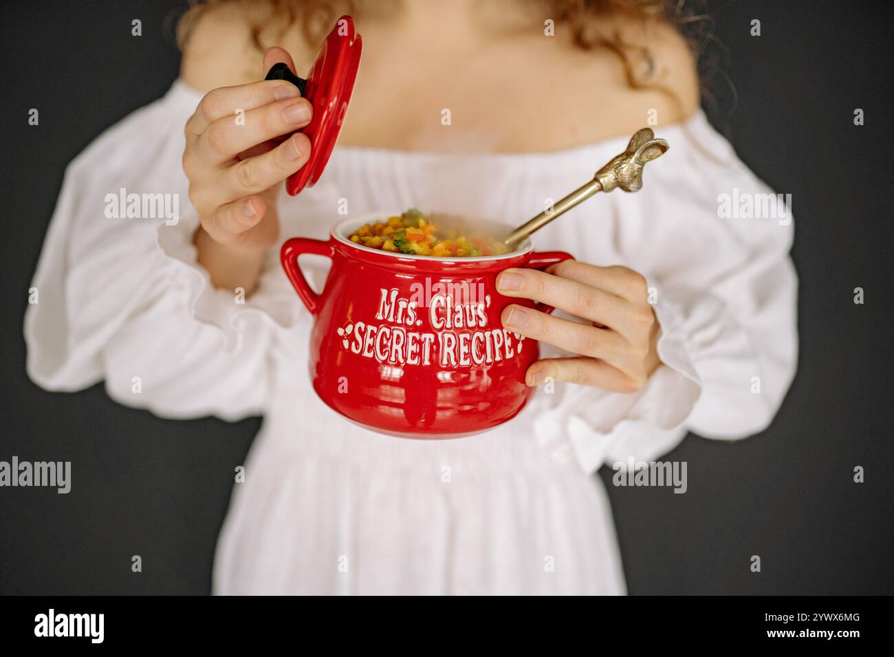 Holiday cooking with Mrs Claus secret recipe pot filled with festive ...