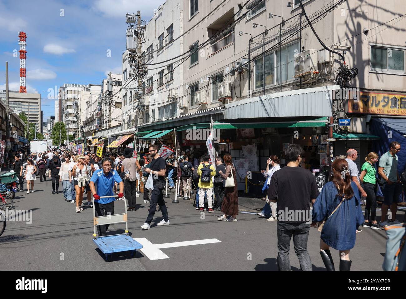 Street scene in Tsukiji Outer Market in Tokyo,Chuo City, Japan, Asia ...