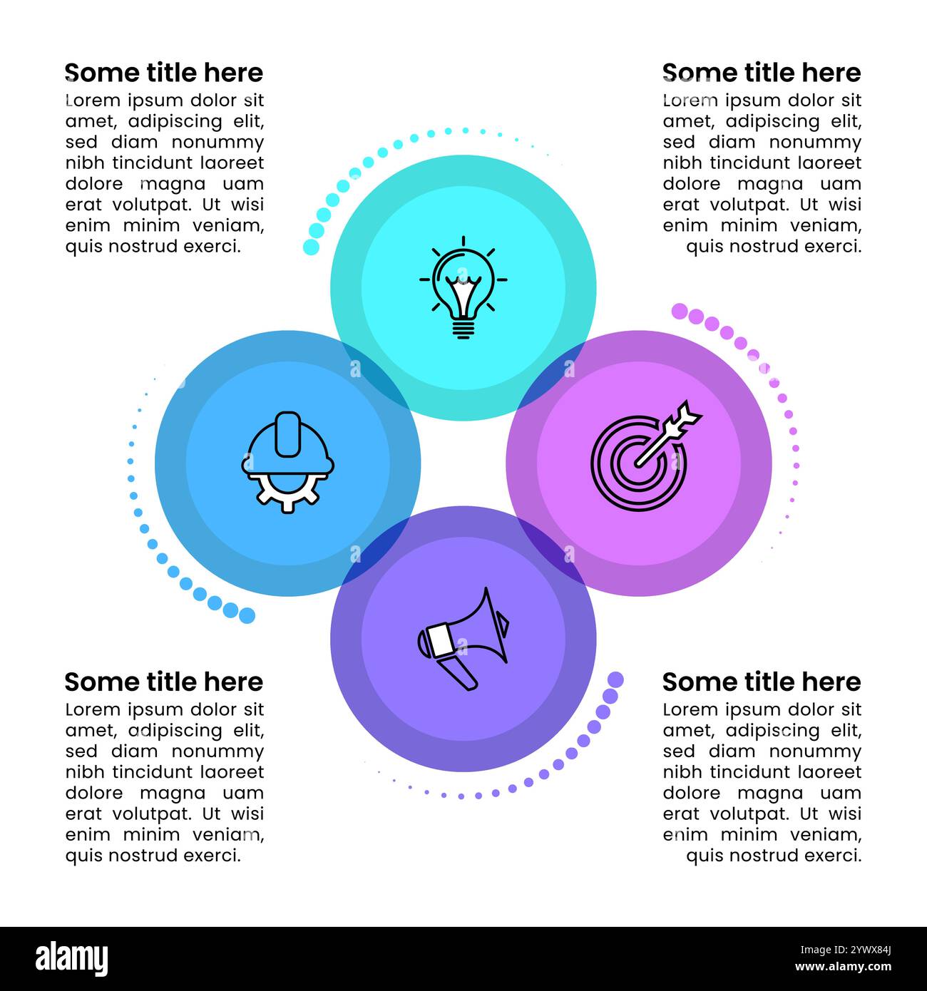 Infographic template with icons and 4 options or steps. Circles in a ...