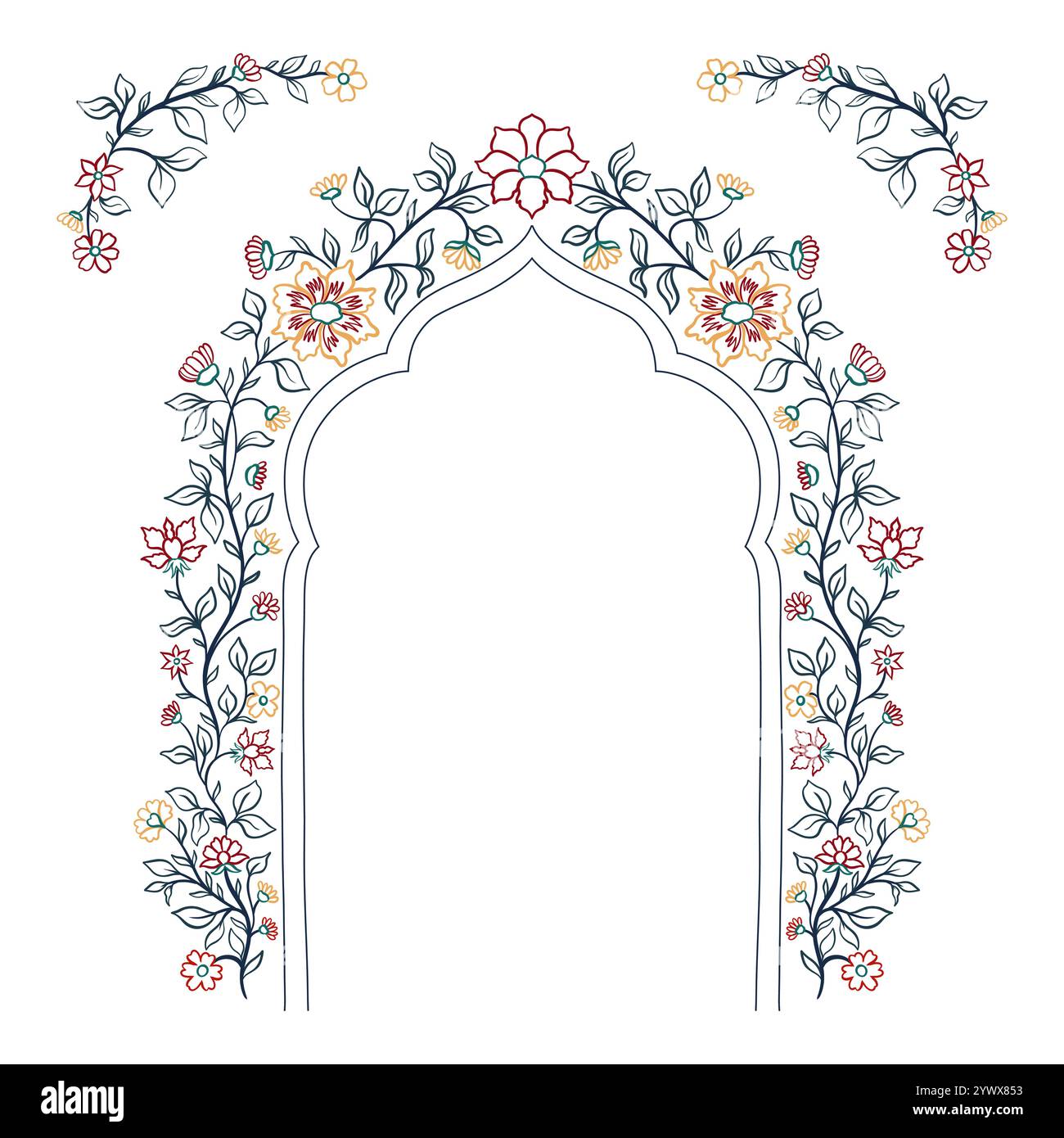 Mughal decorative arch ornamental floral. Vintage intricate traditional ...