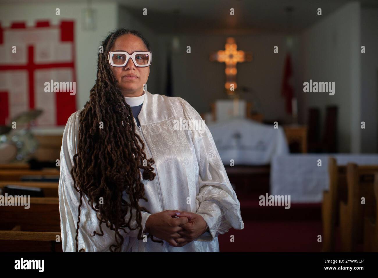 The Rev. Jennifer Susanne Leath poses for a photo at Tanner-Price AME ...