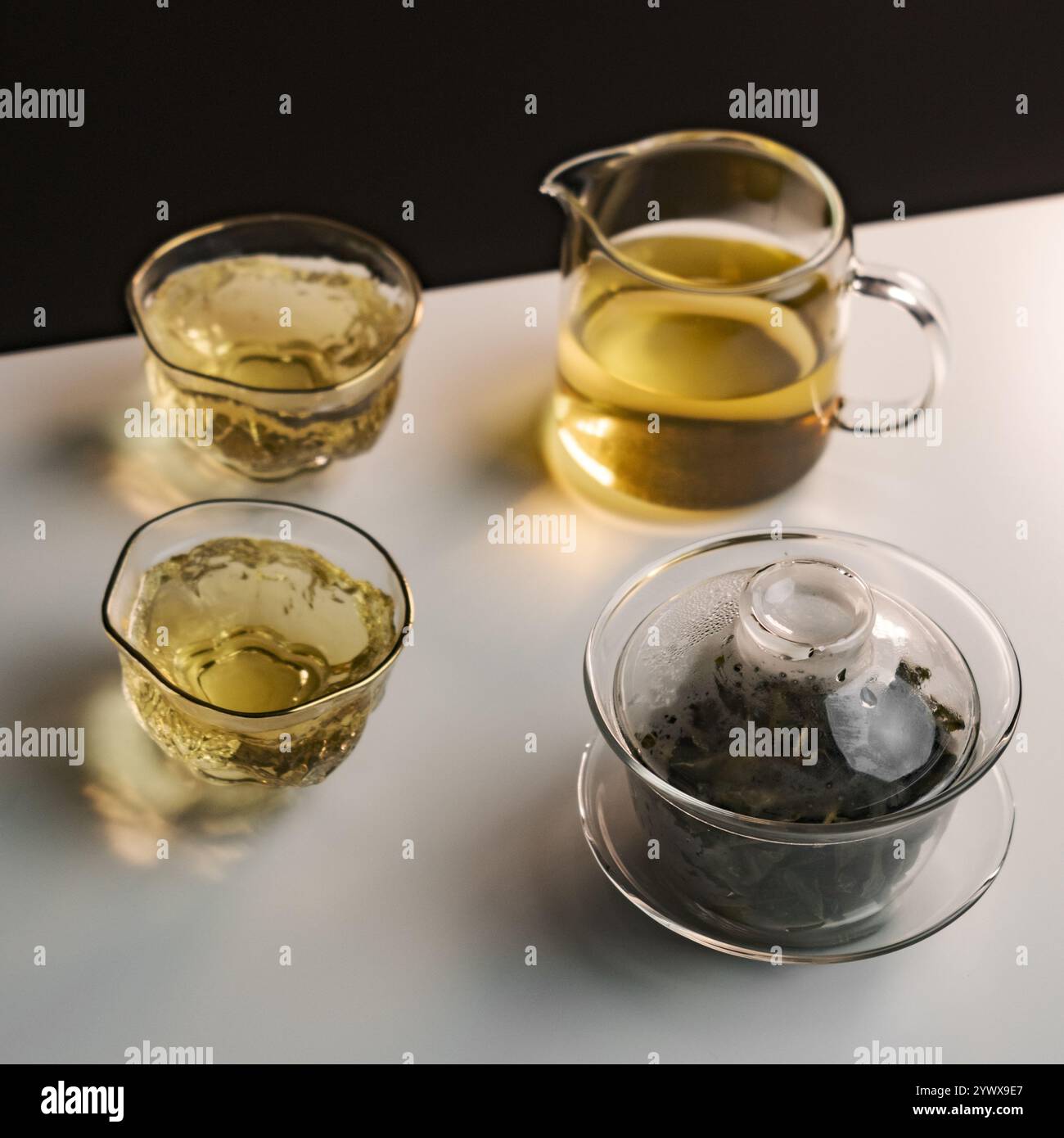 An Elegant Tea Brewing Setup Featuring Beautiful Glassware and Premium ...