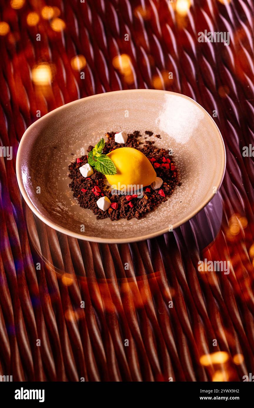 Elegant lemon dessert, gourmet food plating, fine dining Stock Photo ...