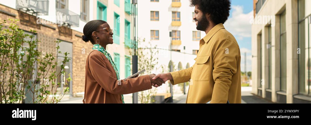 Handshake Between Business Professionals Outdoor Stock Photo - Alamy