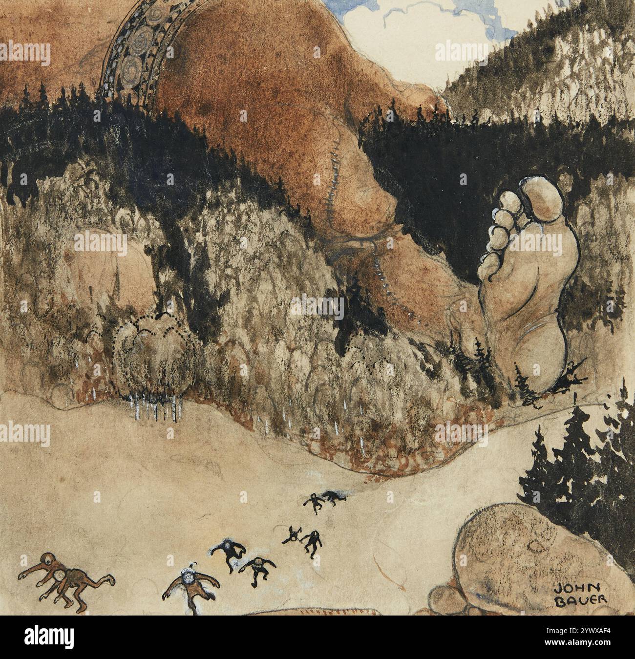 Art by Swedish artist John Bauer (1882‑1918). ”Jättens fot” - The ...