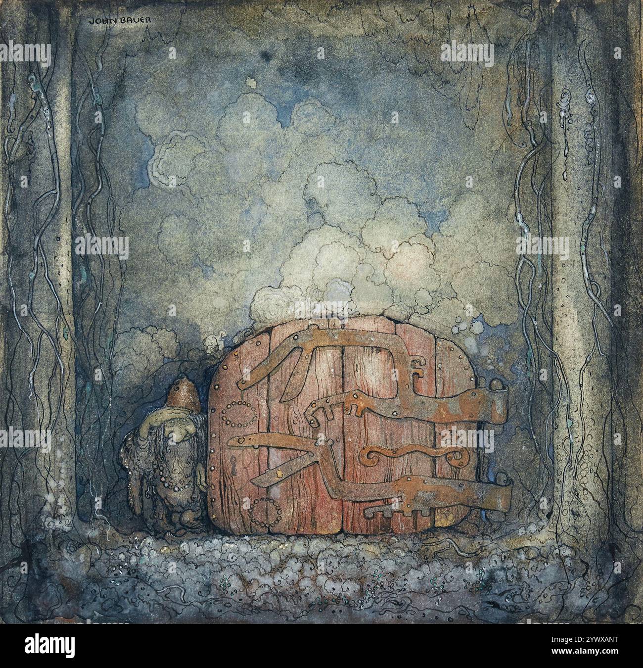 John Bauer (1882‑1918). Bergaporten - The Mountain Gate - Troll Stock ...