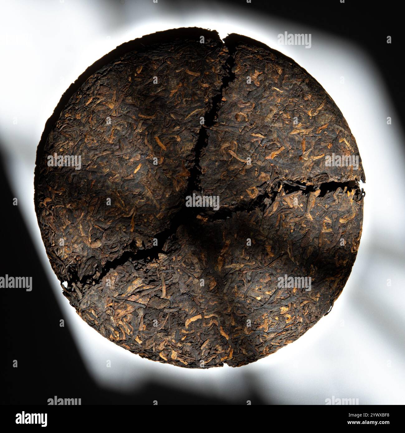 A beautifully Round Compressed Tea Cake that showcases natural cracks ...
