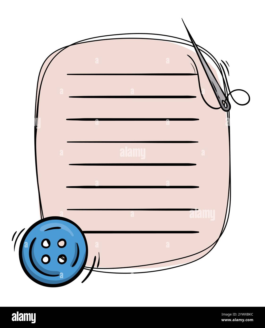 Colorful notepad page template. Vector illustration of a button, needle ...