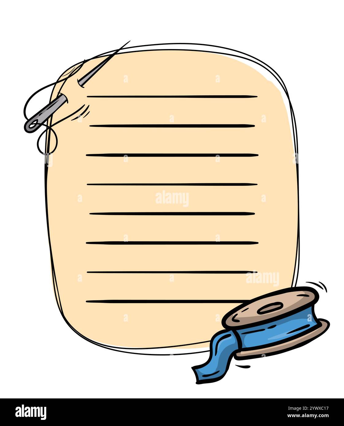 Colorful notepad page template. Vector illustration of needle and ...