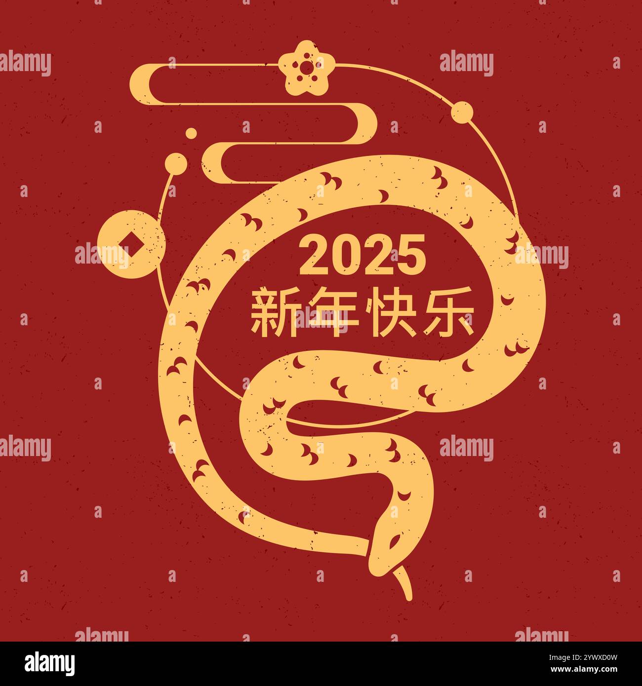 Happy New Year greeting card or banner with snake symbol. Vector ...