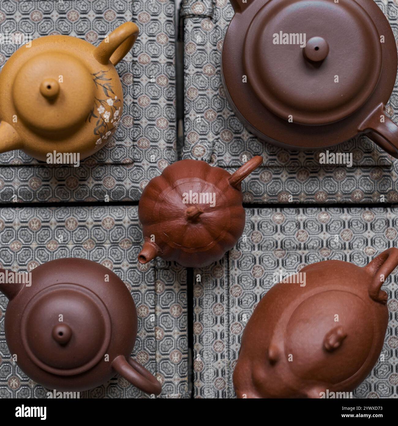 An Elegant Collection of Beautiful Traditional Teapots Arrayed on a ...
