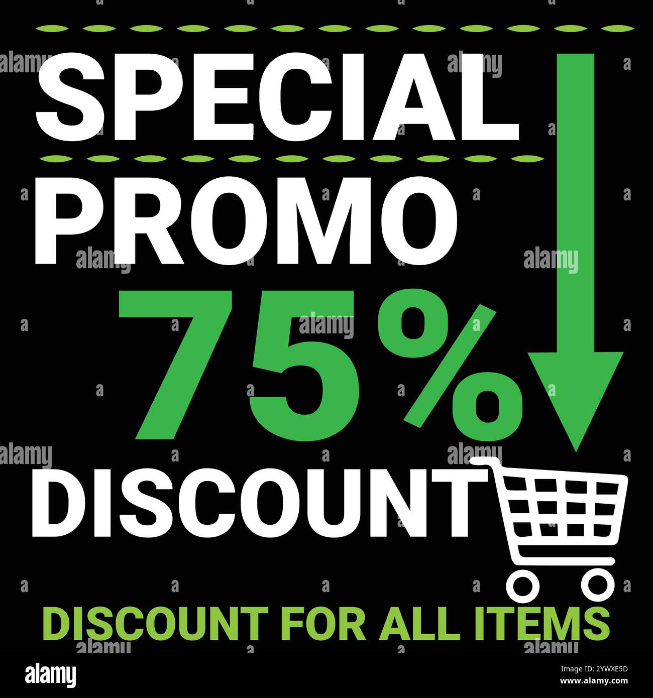 Special Promo 75 percent Discount for All Items Banner with black ...
