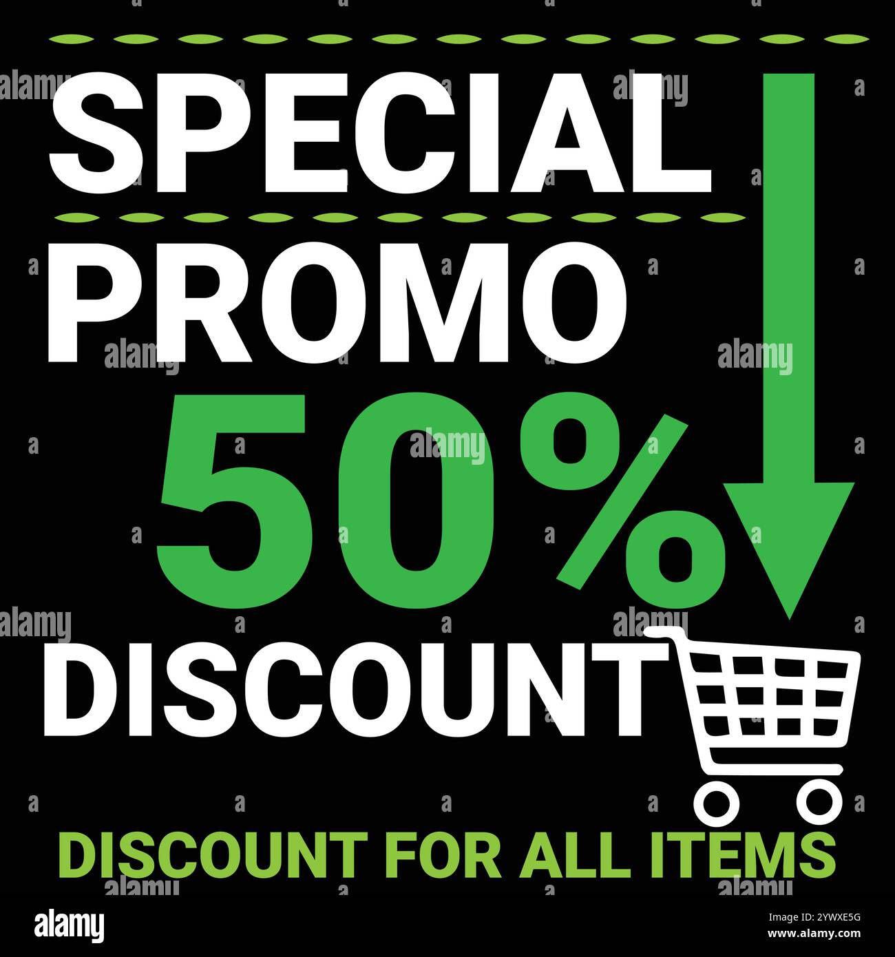 Special Promo 50 percent Discount for All Items Banner with black ...
