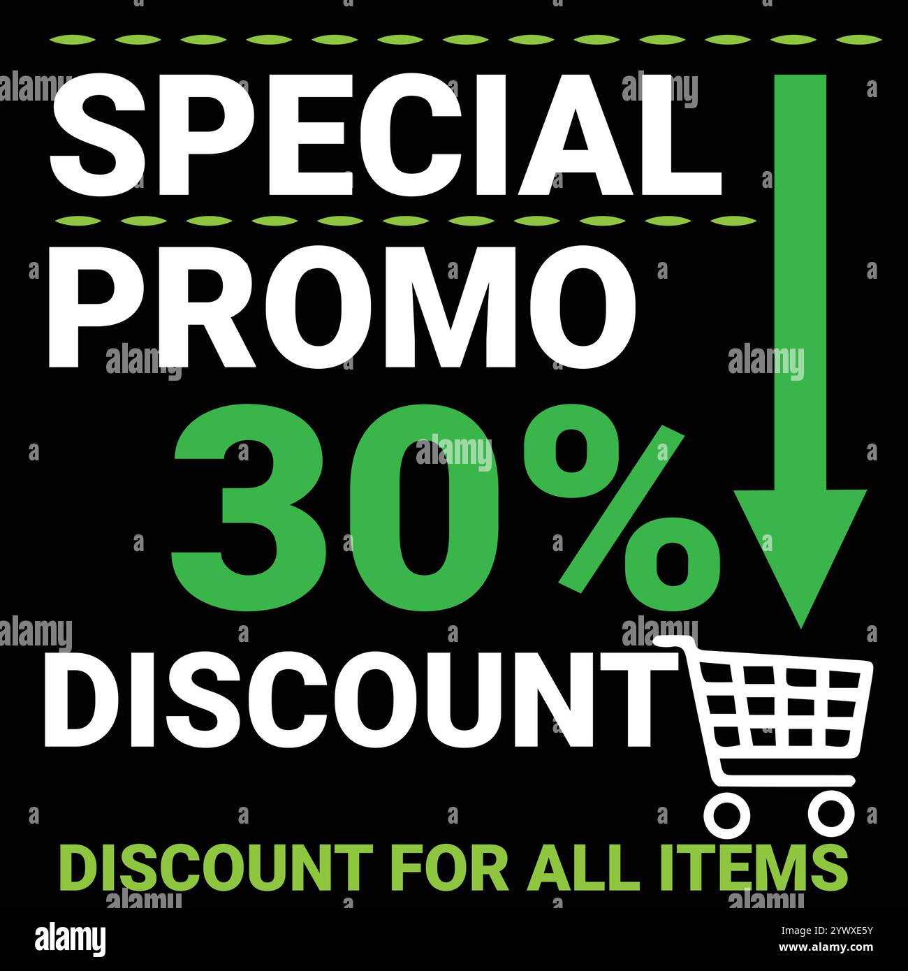 Special Promo 30 percent Discount for All Items Banner with black ...