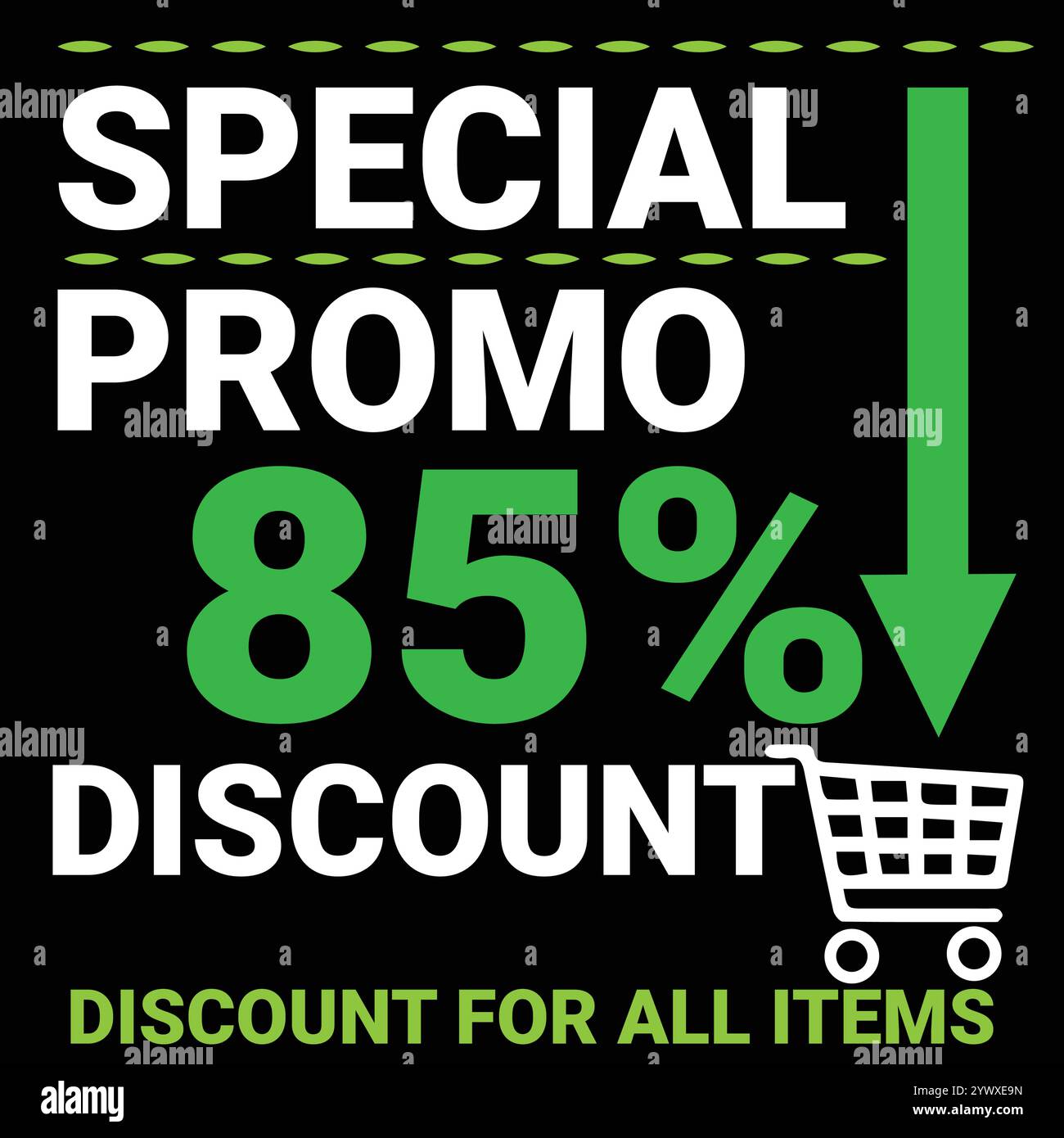 Special Promo 85 percent Discount for All Items Banner with black ...