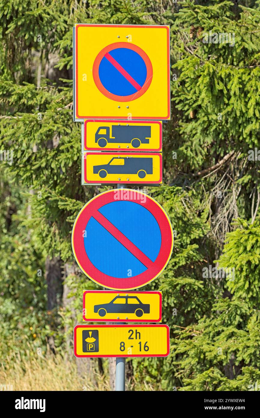 Prohibition signs: No parking zone and No parking in Finland Stock ...