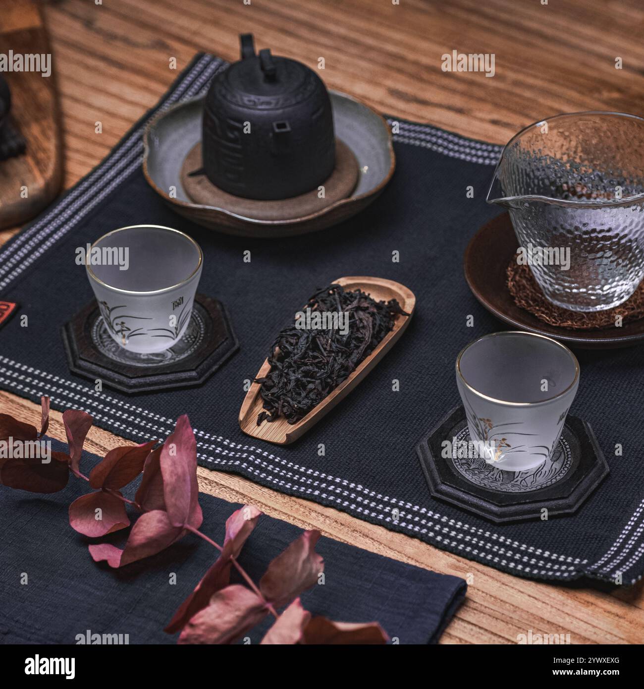 An Elegant Tea Setup Featuring Traditional Teaware and Loose Leaf Tea ...