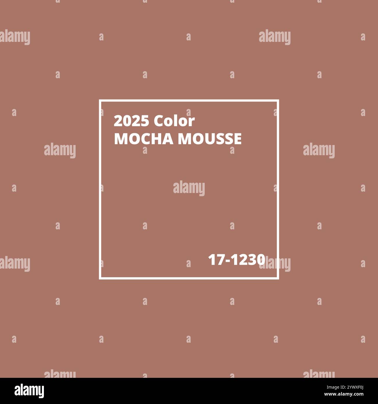 Mocha mousse color background with a white frame with color description ...