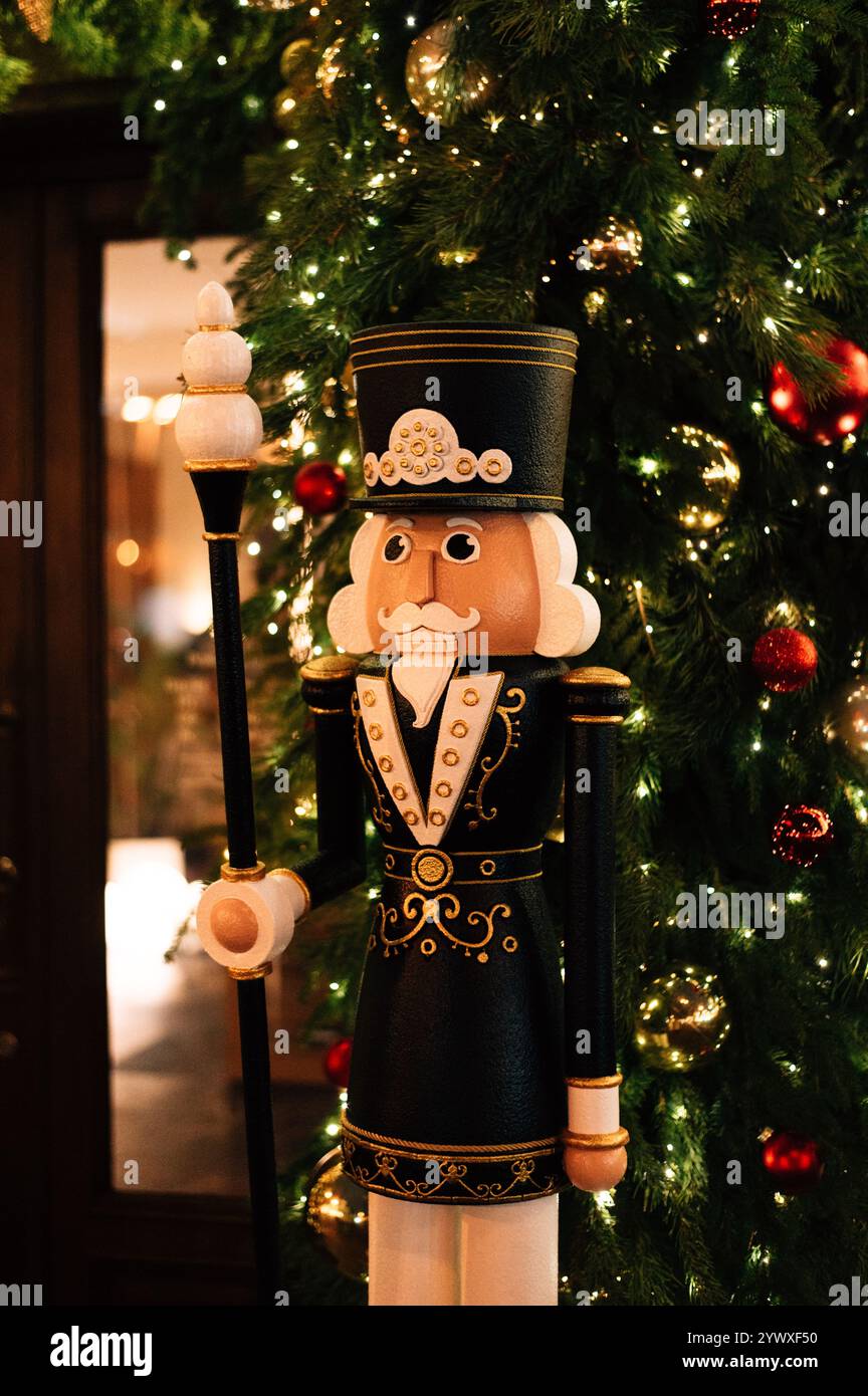 Nutcracker hero, cafe entrance decoration. High quality photo Stock ...