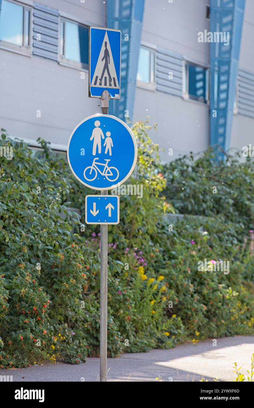Rule sign: Zebra crossing and combined bike path and sidewalk in ...
