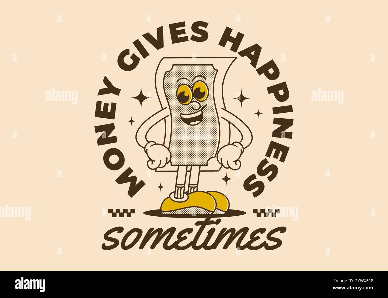 money gives happiness, sometimes. Money mascot character in standing ...