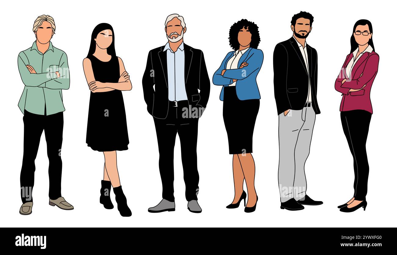 Happy diverse business people working Stock Vector Images - Alamy