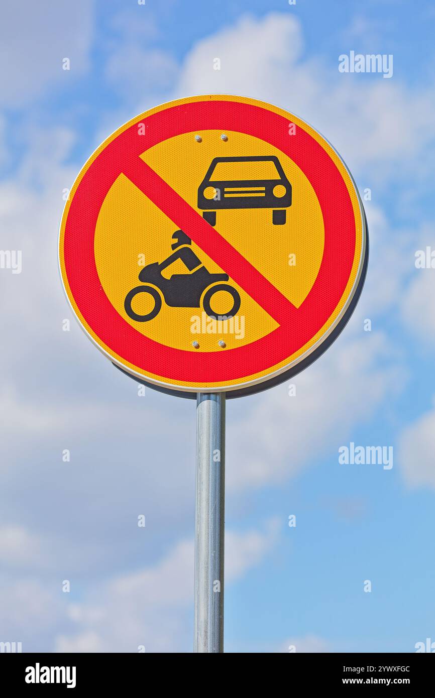 Prohibition signs: Driving a motorized vehicle is prohibited in Finland ...