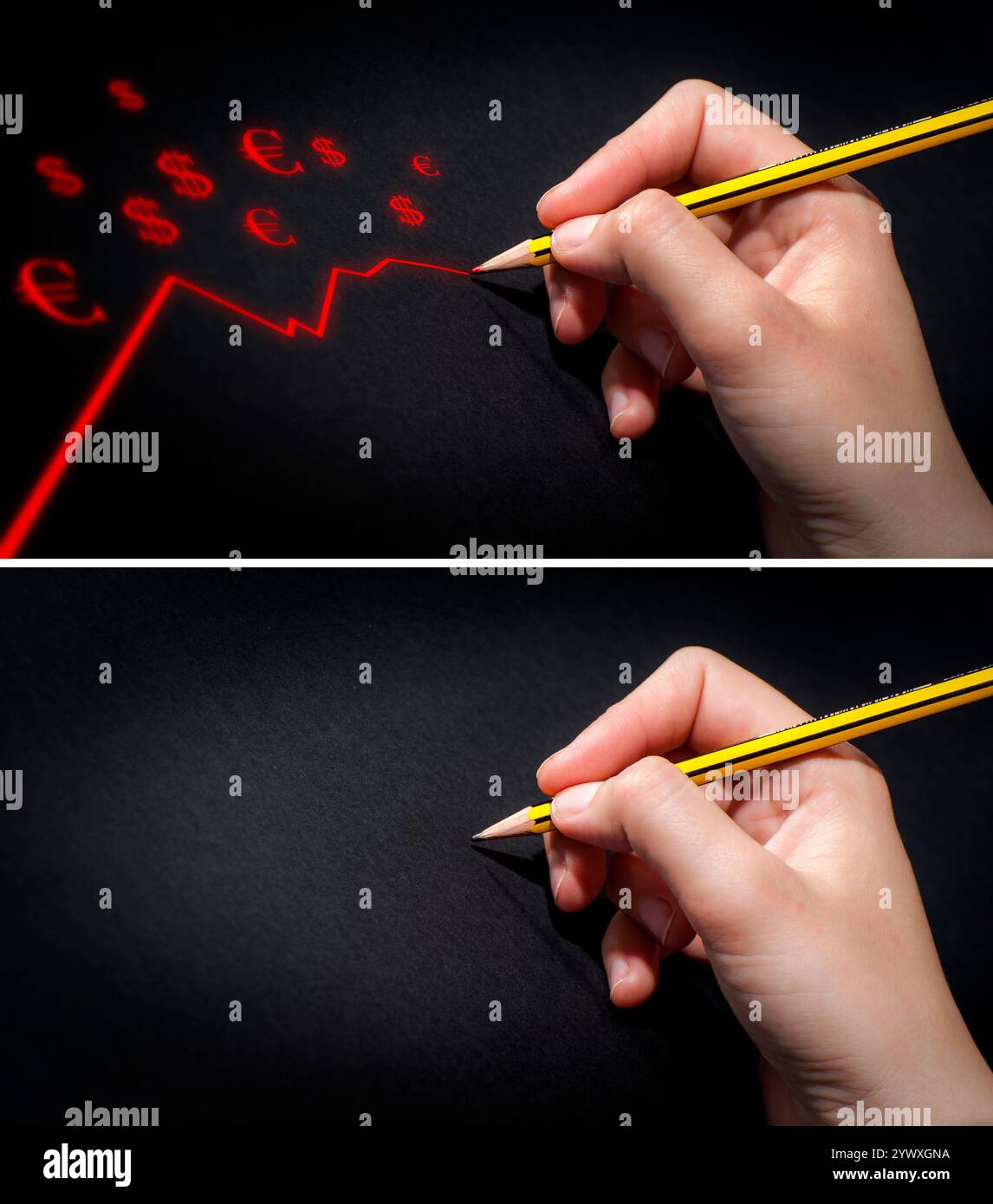 Human hand holding pencil and draws Stock Photo - Alamy