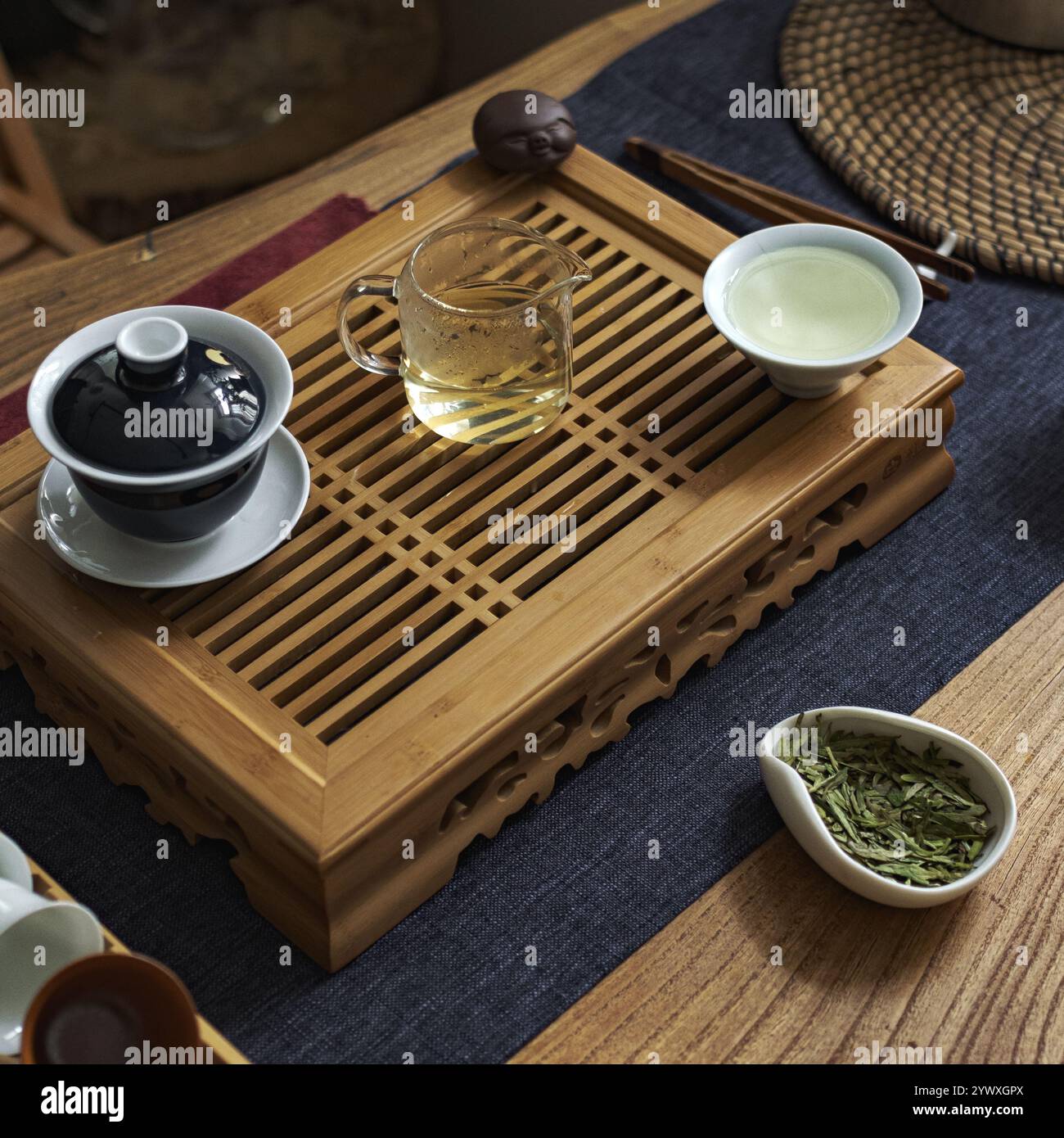 An Elegant and Aesthetic Tea Ceremony Setup Featuring a Beautiful ...