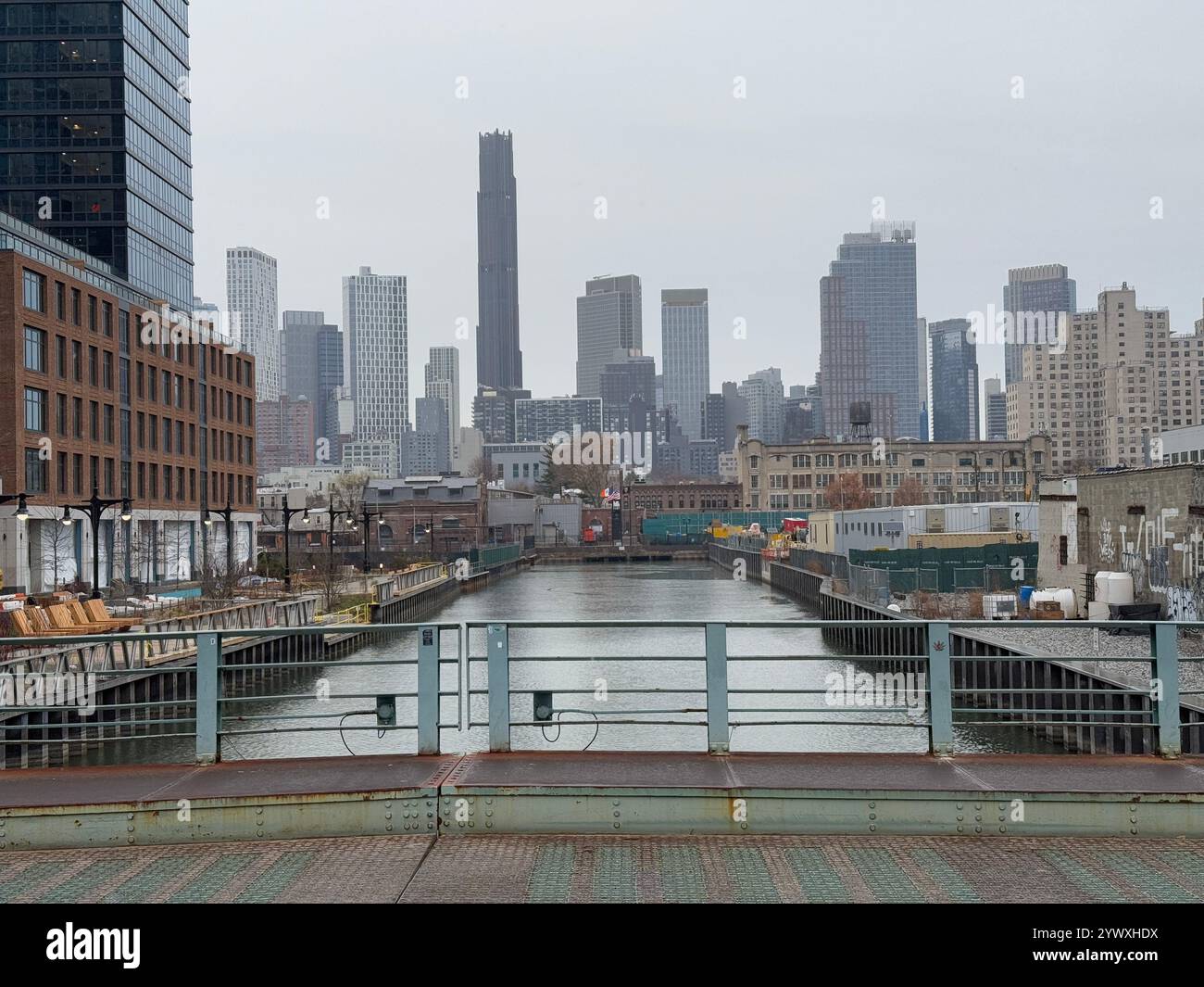 Looking down the Gowanus Canal with the new Brooklyn skyline rising in ...