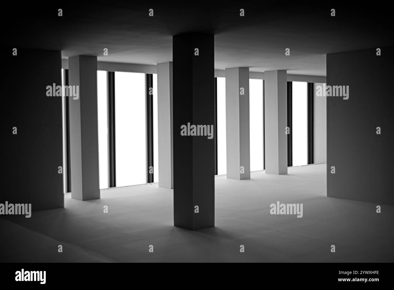 Abstract Interior Architecture With Large Windows and Structural ...