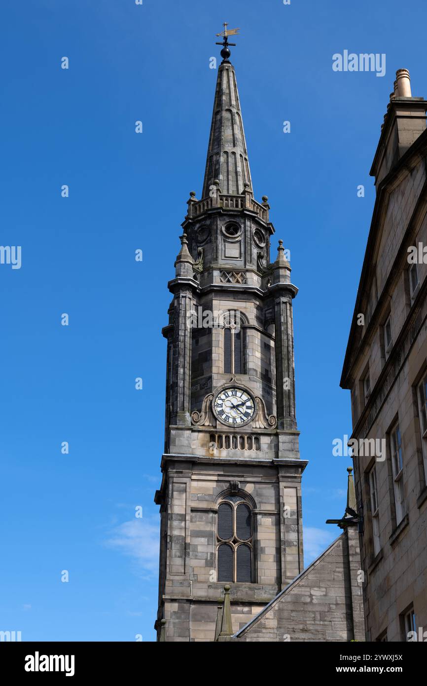 The Tron Kirk tower with clock in Edinburgh, Scotland, UK. Former ...