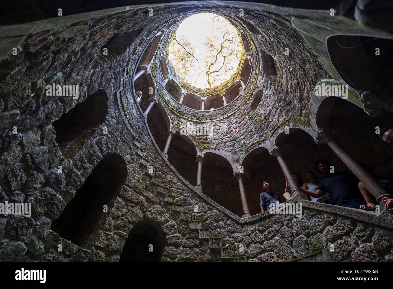 The Initiation Well in Quinta da Regaleira, Sintra, Portugal. Inverted ...