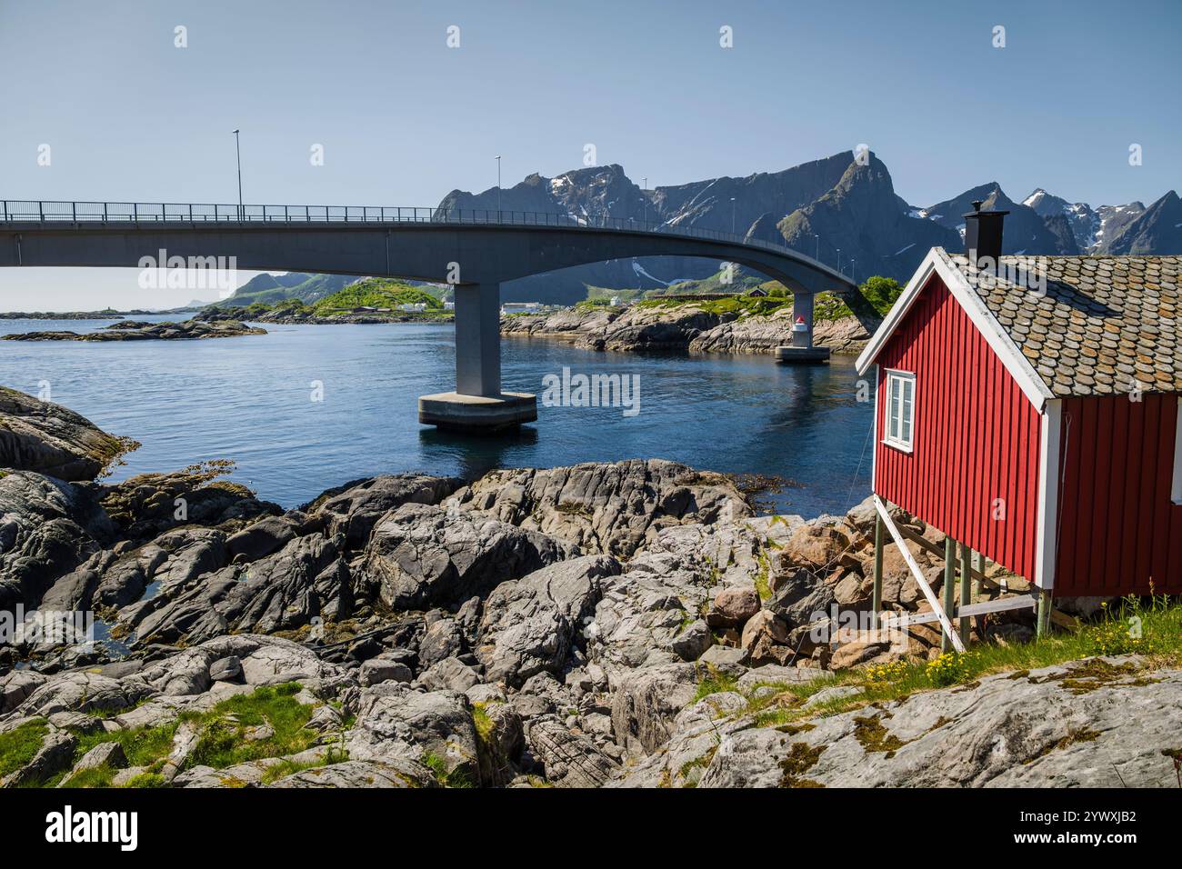 Single span concrete bridge at Hamnoy, Lofoten, Norway Stock Photo - Alamy