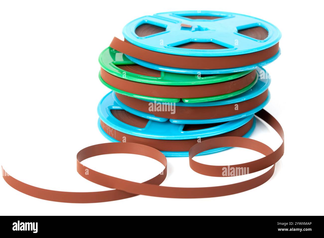 Stack of old magnetic tapes on white background Stock Photo - Alamy
