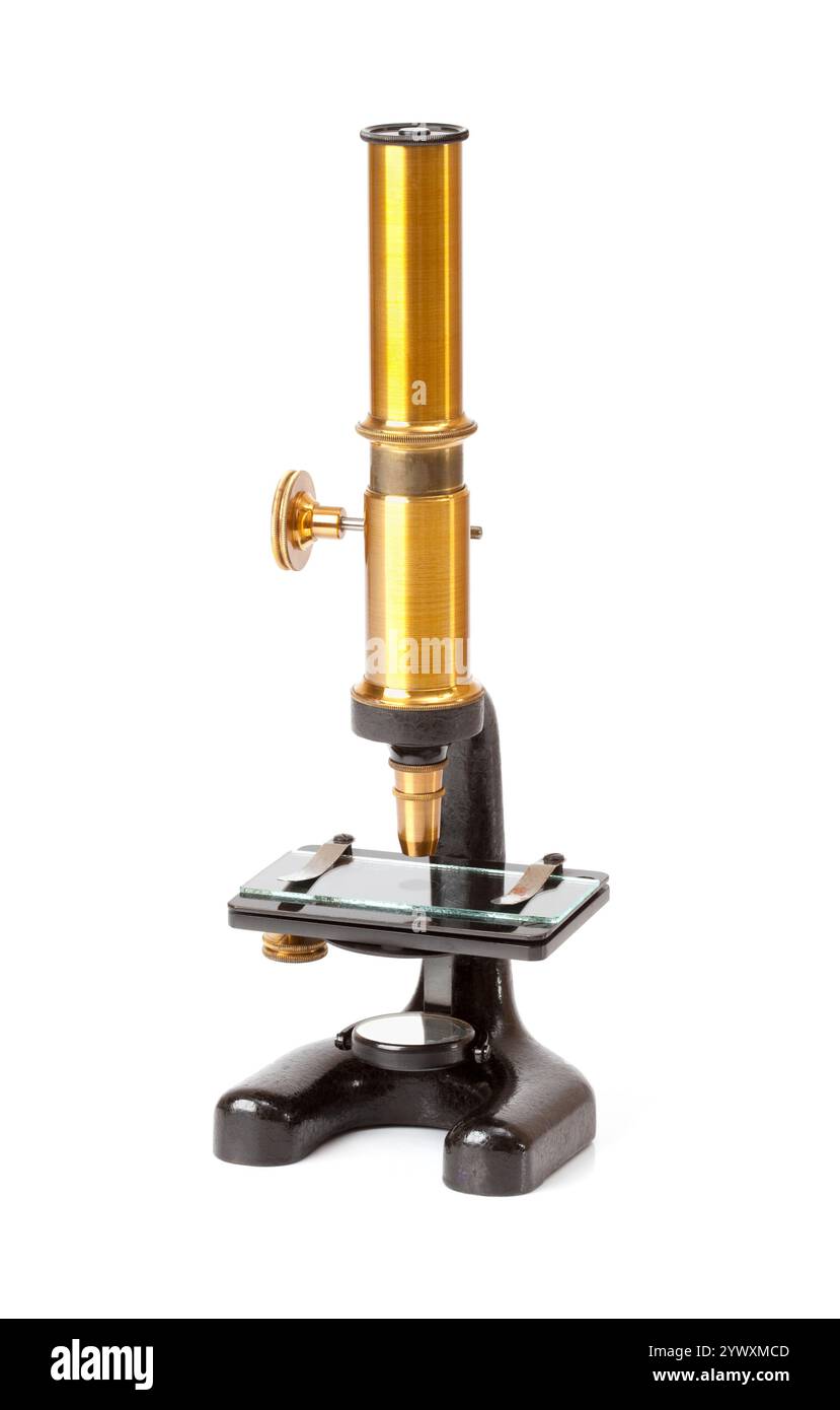 Photograph of a vintage microscope on a white background Stock Photo ...