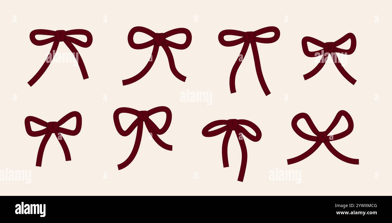 Simple hand-drawn ribbon bow collection. Isolated Vector illustration Stock Vector Image & Art ...