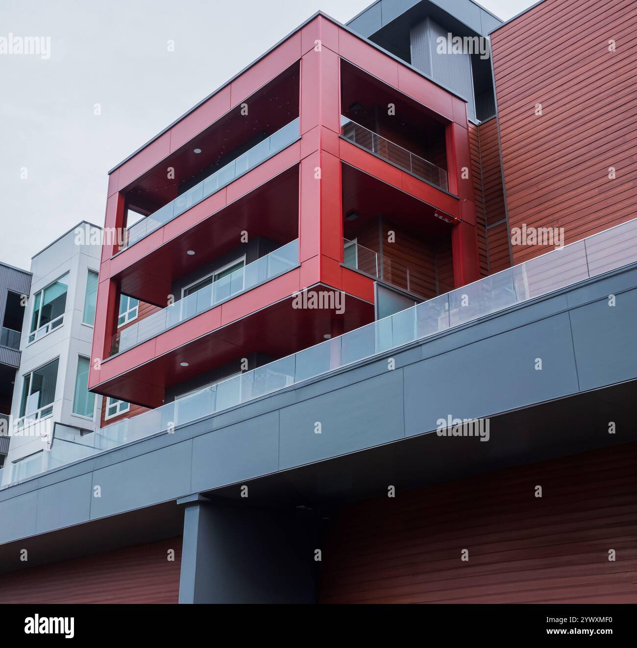 Modern apartment building. Facade of a modern apartment building. Wide ...