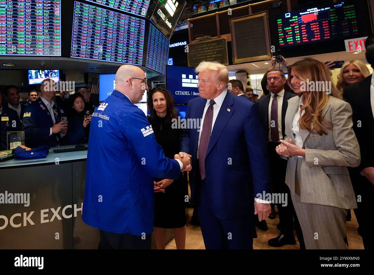 President-elect Donald Trump, with Lynn Martin, President NYSE, center ...