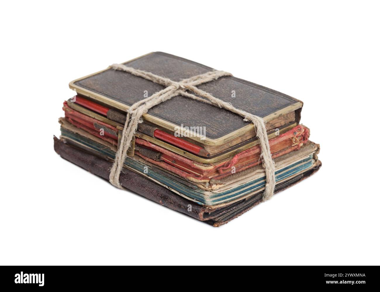 Stack of old notes tied together, isolated on a white background Stock ...