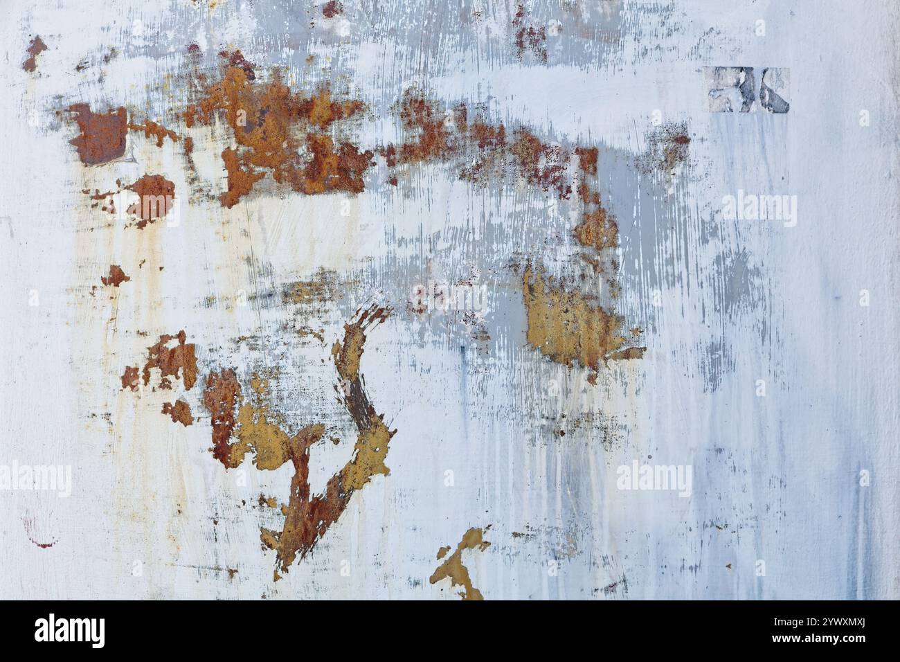Closeup of scraped paint on metal wall with rust background texture ...