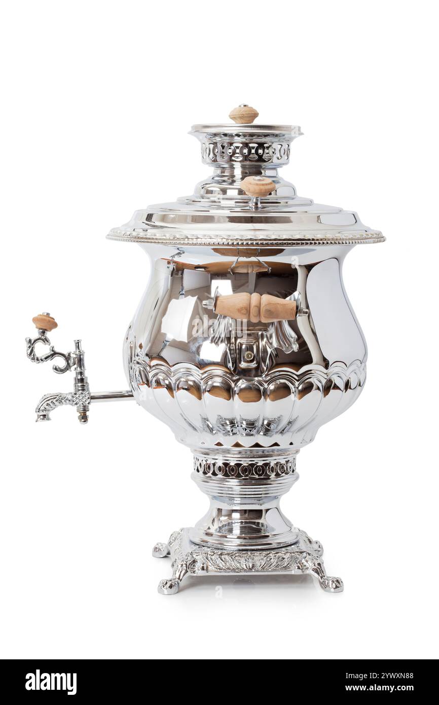 Traditional tea samovar isolated on white background Stock Photo - Alamy