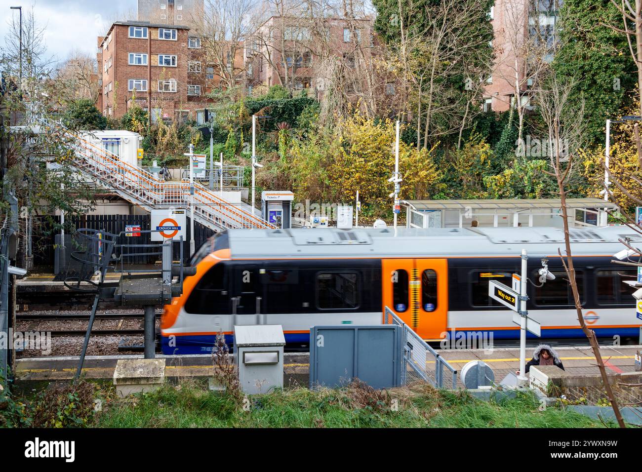A train passing through Crouch Hill railway station on the Suffragette ...