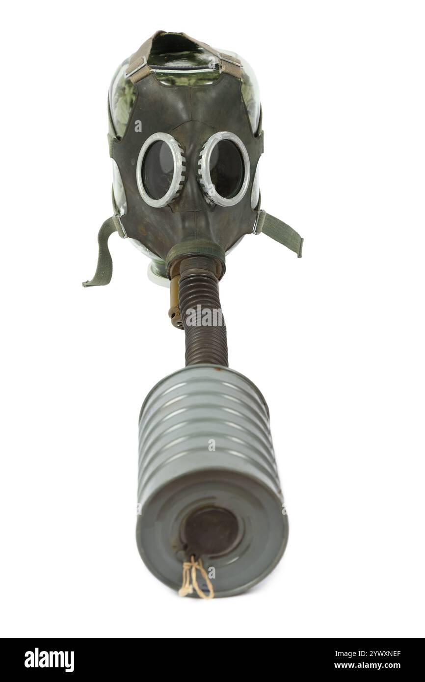 Old-fashioned Soviet gas mask of Cold War period isolated on a white background Stock Photo - Alamy