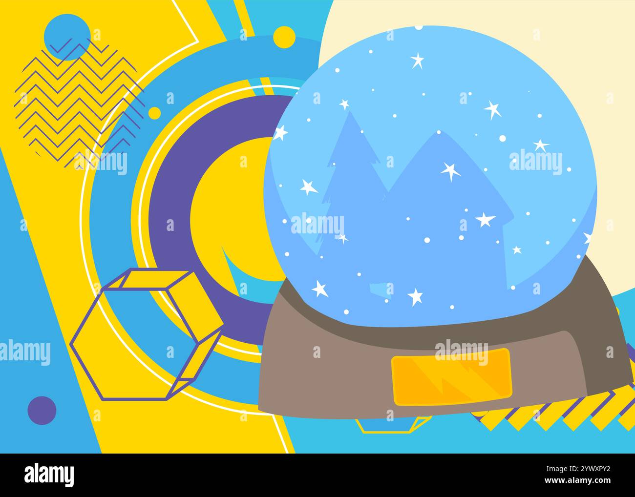 Snow Globe geometrical graphic retro theme background. Minimal ...