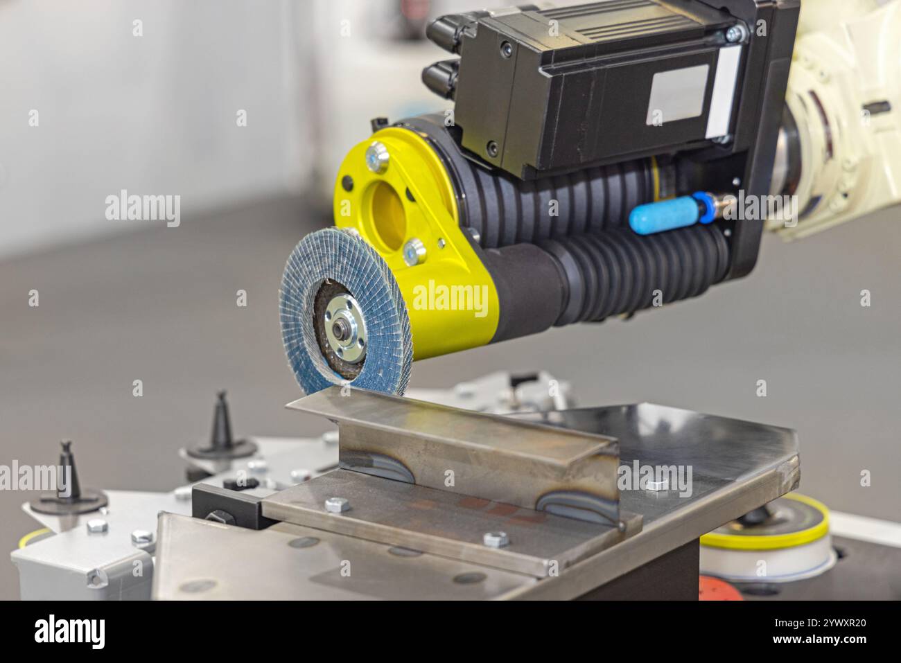 Automatic Robot Arm Angular Grinder Metal Fabrication Process Stock ...