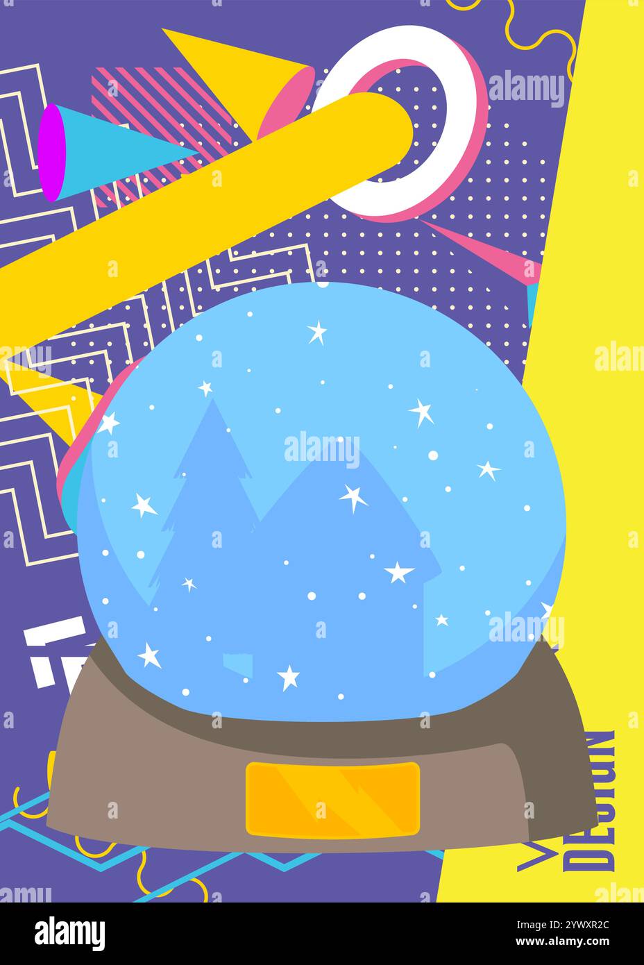 Snow Globe geometrical graphic retro theme background. Minimal ...