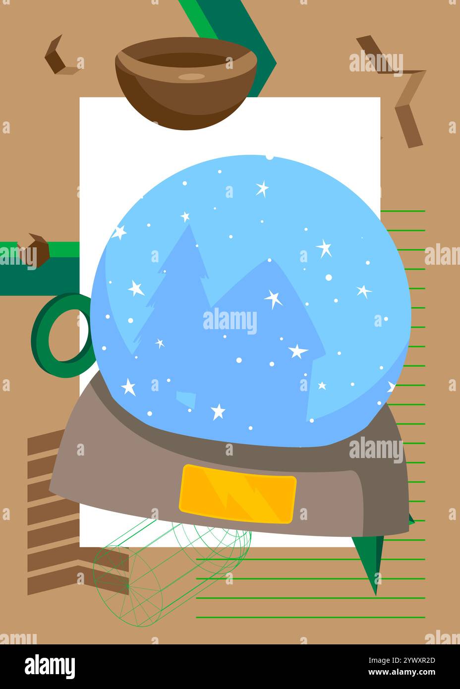 Snow Globe geometrical graphic retro theme background. Minimal ...