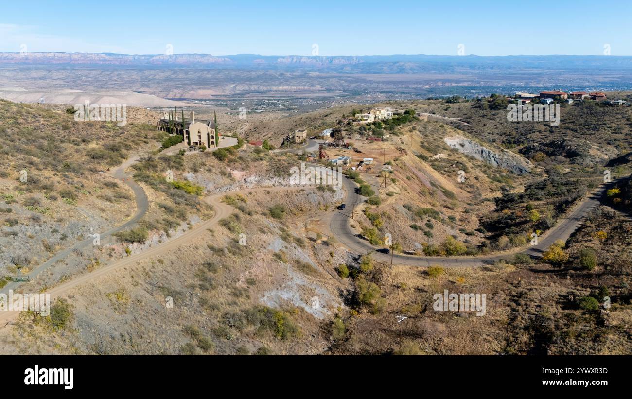 Aerial photograph of Jermone State Historic Park, the Douglas Mansion ...